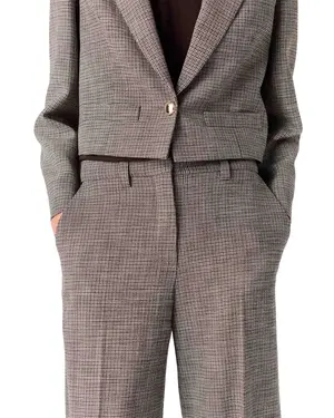 Maje Check Print Wide Leg Pants