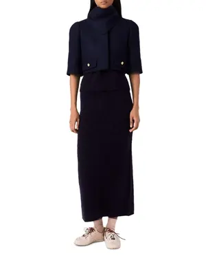 Maje Collarless Short Sleeve Crop Jacket