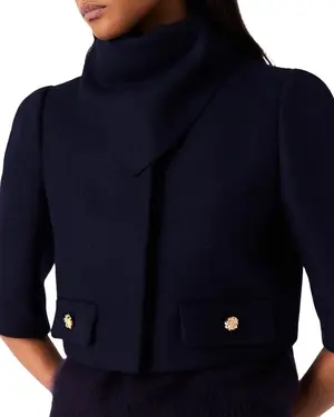 Maje Collarless Short Sleeve Crop Jacket