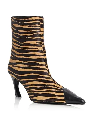 Schutz Lexi Calf Hair Cap Toe Ankle Boots - Leopard Print