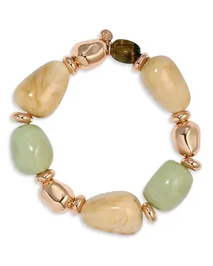 Ettika Serene Stone Gemstone Beaded Stretch Bracelet - Beige