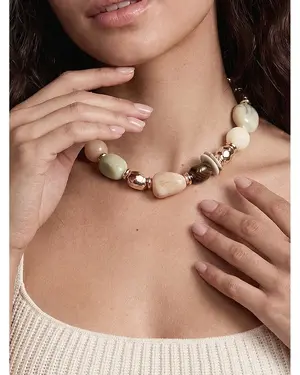 Ettika Serene Stone Gemstone Beaded Collar Necklace, 15.5-18.5