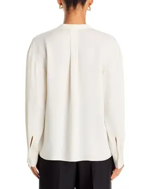 Theory Silk Soft Pleat Neck Top