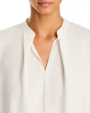 Theory Silk Soft Pleat Neck Top