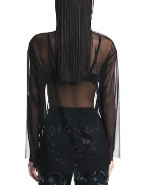 Emporio Armani Sheer Mock Neck Top