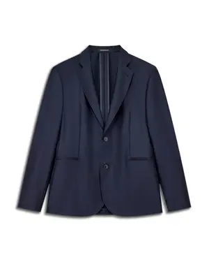 Emporio Armani Single Breasted Virgin Wool & Silk Satin Blazer