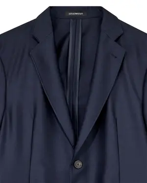 Emporio Armani Single Breasted Virgin Wool & Silk Satin Blazer
