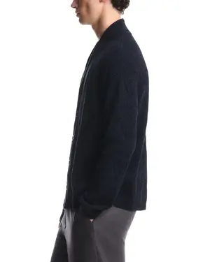 Emporio Armani Virgin Wool Blend Cardigan With Rib Details