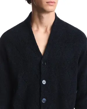 Emporio Armani Virgin Wool Blend Cardigan With Rib Details