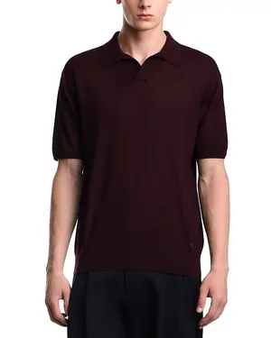 Emporio Armani Wool & Silk Blend Polo Sweater - Decadent Chocolate