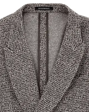 Emporio Armani Double Breasted Cotton Blend Mouline Jersey Blazer