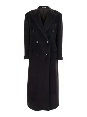Tagliatore Double-breasted Faux Fur Jacket With Golden Buttons - Brown