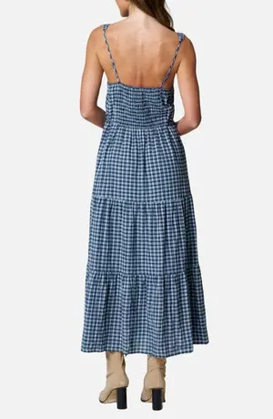 BLU PEPPER Plaid Sleeveless Tiered Midi Dress