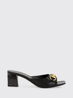 Gucci Signora Brushed Calfskin Mules With Horsebit Detail And Mid Heel - Black