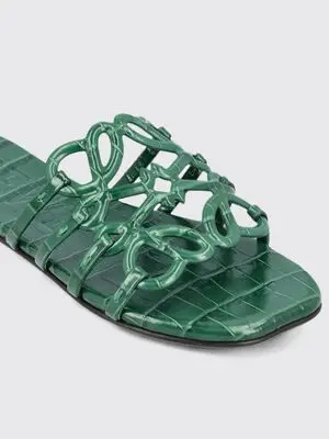 Loewe Anagram Petal Croc-effect Leather Mule Sandals