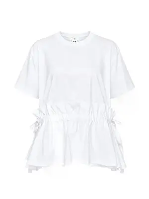 Noir Kei Ninomiya Ruffled Drawstring T-shirt - White