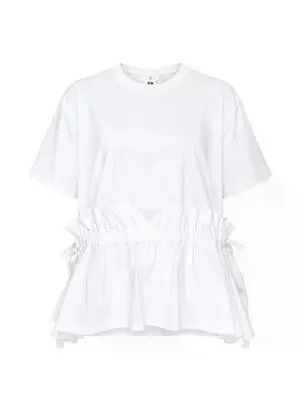 Noir Kei Ninomiya Ruffled Drawstring T-shirt - White