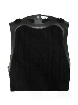 Noir Kei Ninomiya Cable-knit Harness-detail Top - Black