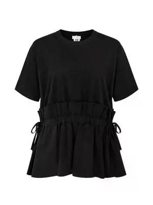 Noir Kei Ninomiya Ruffled Drawstring T-shirt - Black