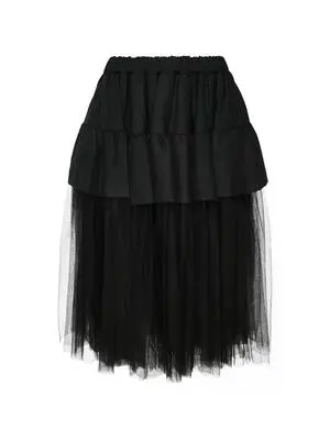 Noir Kei Ninomiya Ruffled Tulle-panelled Midi Skirt