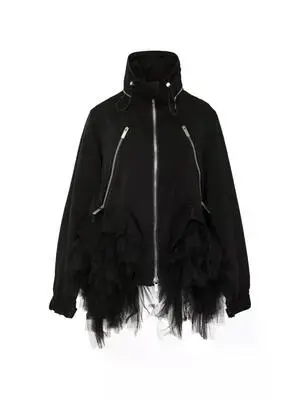 Noir Kei Ninomiya Tulle-ruffled Zip-up Jacket
