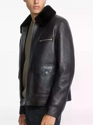 YVES SALOMON Shearling-collar Leather Jacket