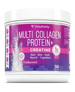VITAUTHORITY Multi Collagen Protein Plus Creatine Powder - No Color