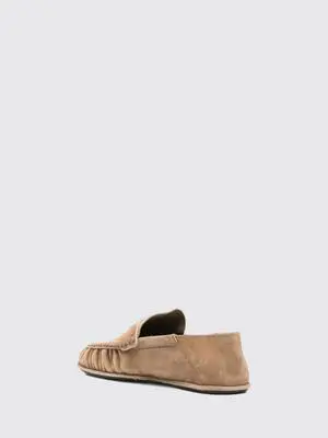 Saint Laurent Le Loafer Loafers In Suede Leather With Monogram - Cream