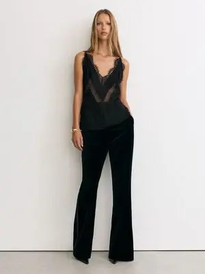REISS Sisley Lace-trim Mesh-detail Cami Top