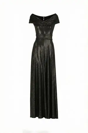 LUNA FASHION HOUSE Gray Off-shoulder Maxi Gown, Iris - Grey
