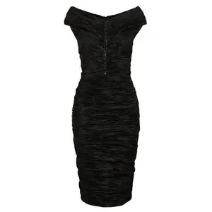 LUNA FASHION HOUSE Ruched Off-shoulder Midi Dress, Lina - Black