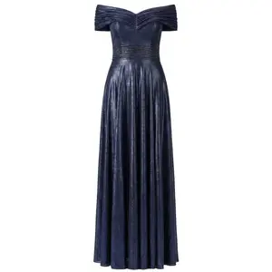 LUNA FASHION HOUSE Navy Off-shoulder Maxi Gown, Iris