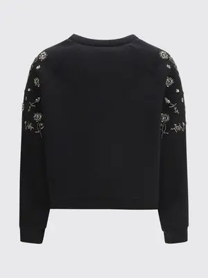 Max Mara Crew Neck Sweatshirt In Polyester With Rhinestones