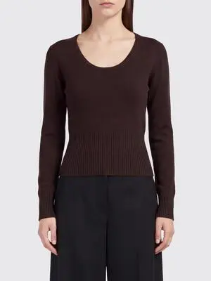 Max Mara Slim Fit Wool And Cashmere Crewneck Jumper With Ribbed Trims - Brown