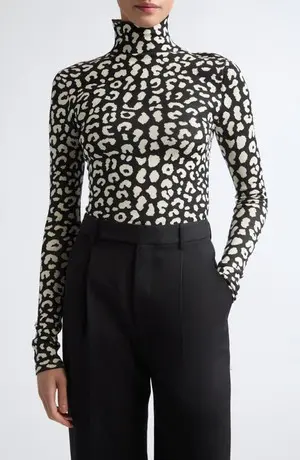 Carolina Herrera Silk Blend Turtleneck Sweater - Black Multi