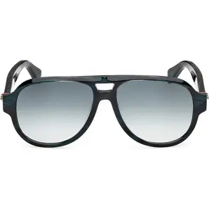 CHRISTIAN LOUBOUTIN 58mm Pilot Sunglasses - Striped/gradient Teal
