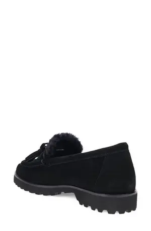 Pelle Moda Coraly 2 Leather Loafer With Genuine Shearling Trim - Black