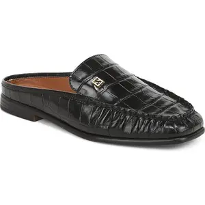 Franco Sarto Lainey Croc Embossed Leather Mule - Black