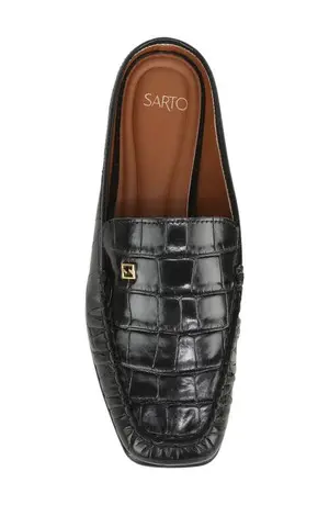 Franco Sarto Lainey Croc Embossed Leather Mule - Black
