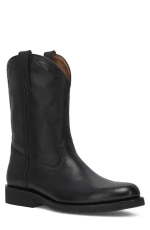 THE FRYE COMPANY Wyatt Pull On Leather Western Boot - Black