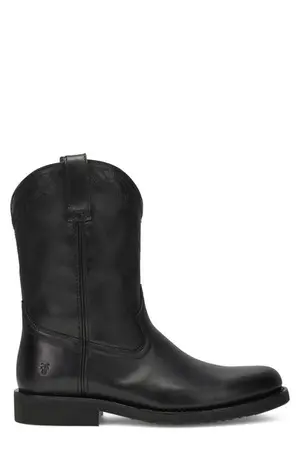 THE FRYE COMPANY Wyatt Pull On Leather Western Boot - Black