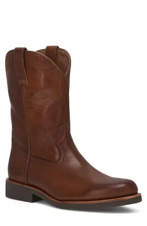 THE FRYE COMPANY Wyatt Pull On Leather Western Boot - Caramel