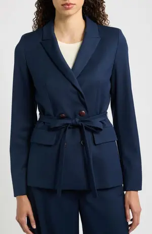 EMME Emmfata Peaked Lapel Belted Blazer