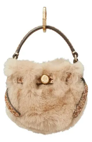 Tory Burch Romy Genuine Shearling Bucket Key Fob - Teddy