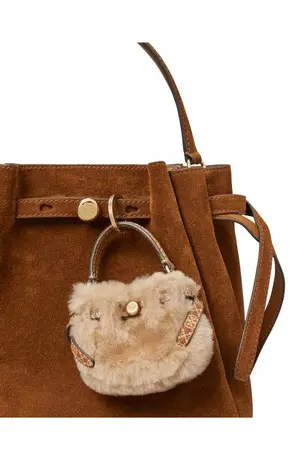 Tory Burch Romy Genuine Shearling Bucket Key Fob