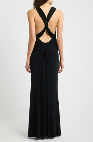 Black Halo Lucine Ruched Sleeveless Gown