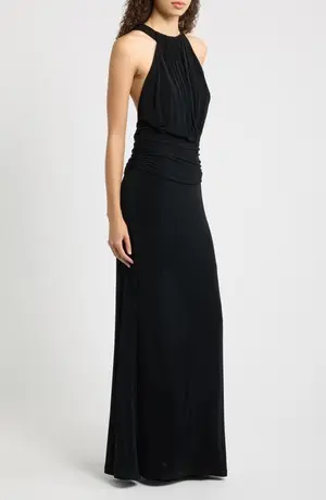 Black Halo Lucine Ruched Sleeveless Gown