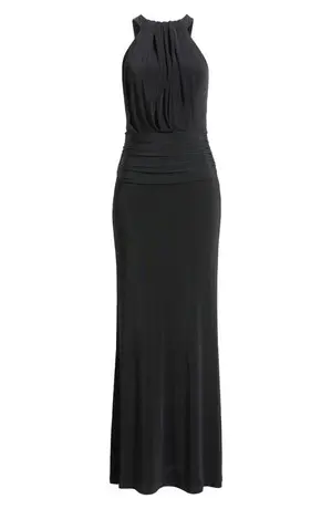 Black Halo Lucine Ruched Sleeveless Gown