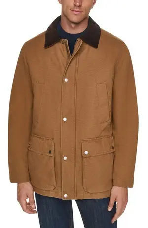 Cole Haan Coated Cotton Rain Jacket - Brown