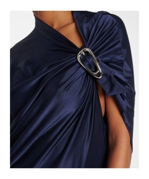 Rabanne Draped Asymmetric Jersey Maxi Dress